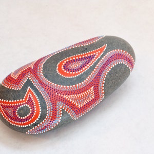 Orange Hand Painted Tribal Design Rock - Etsy