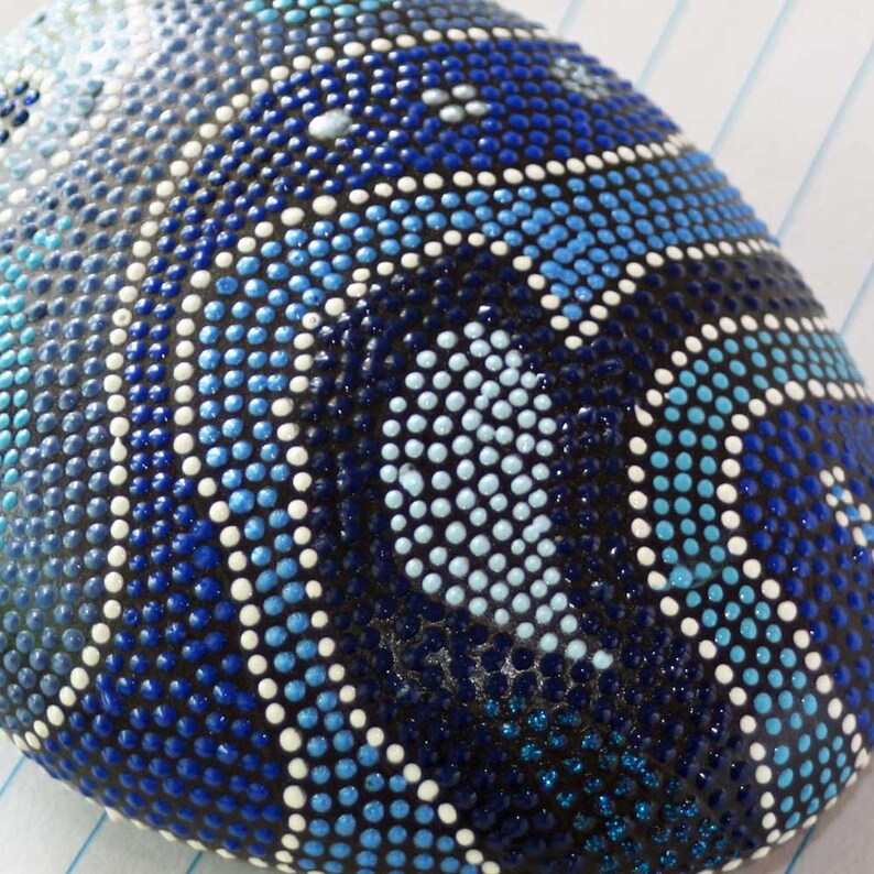 Swirled Shades of Blue Hand Painted Dot Rock - Etsy