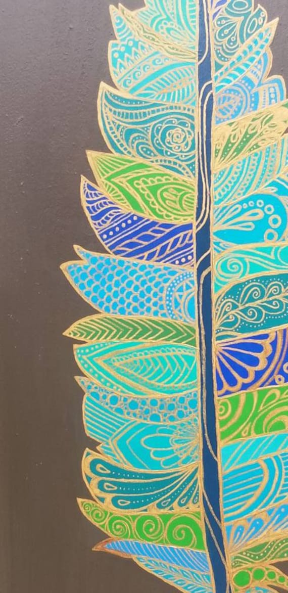 Mandala Feather Painting | Etsy