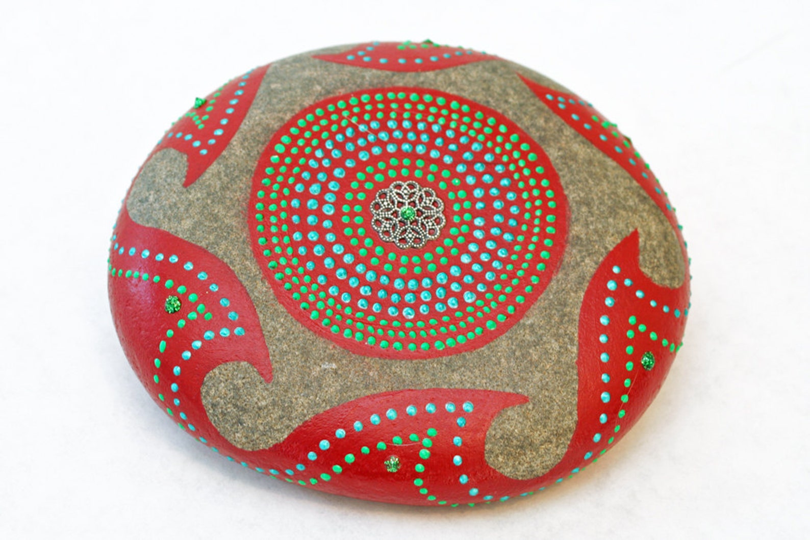 Red Waves Hand Painted Rock - Etsy