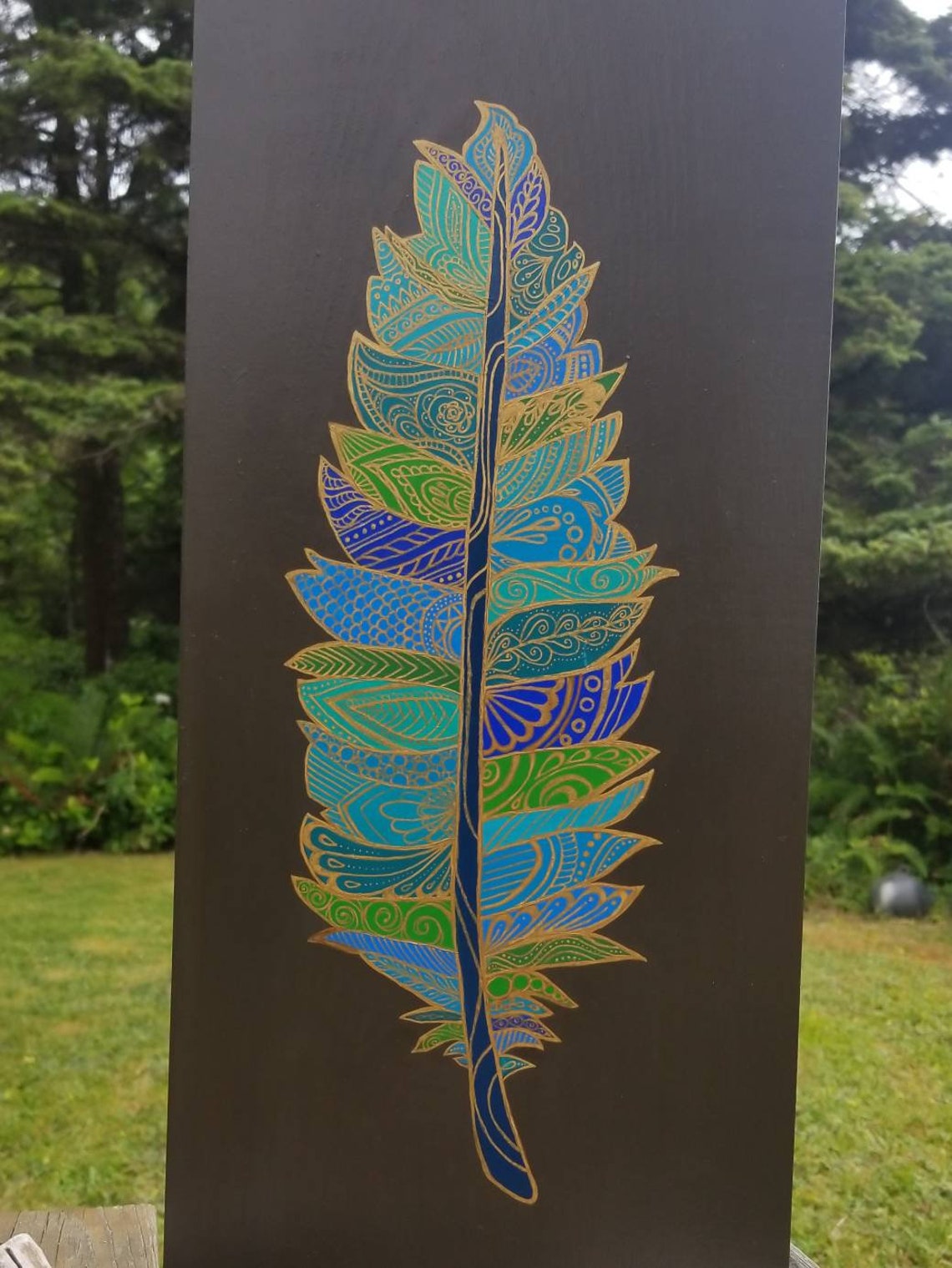 Mandala Feather Painting - Etsy