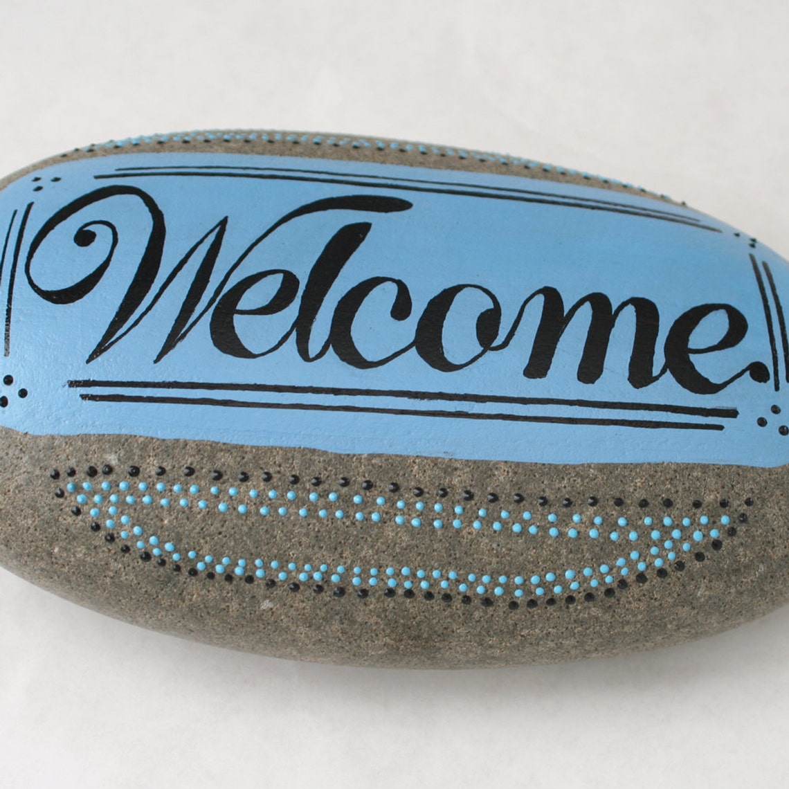 Welcome Hand Painted Rock Door Stop - Etsy