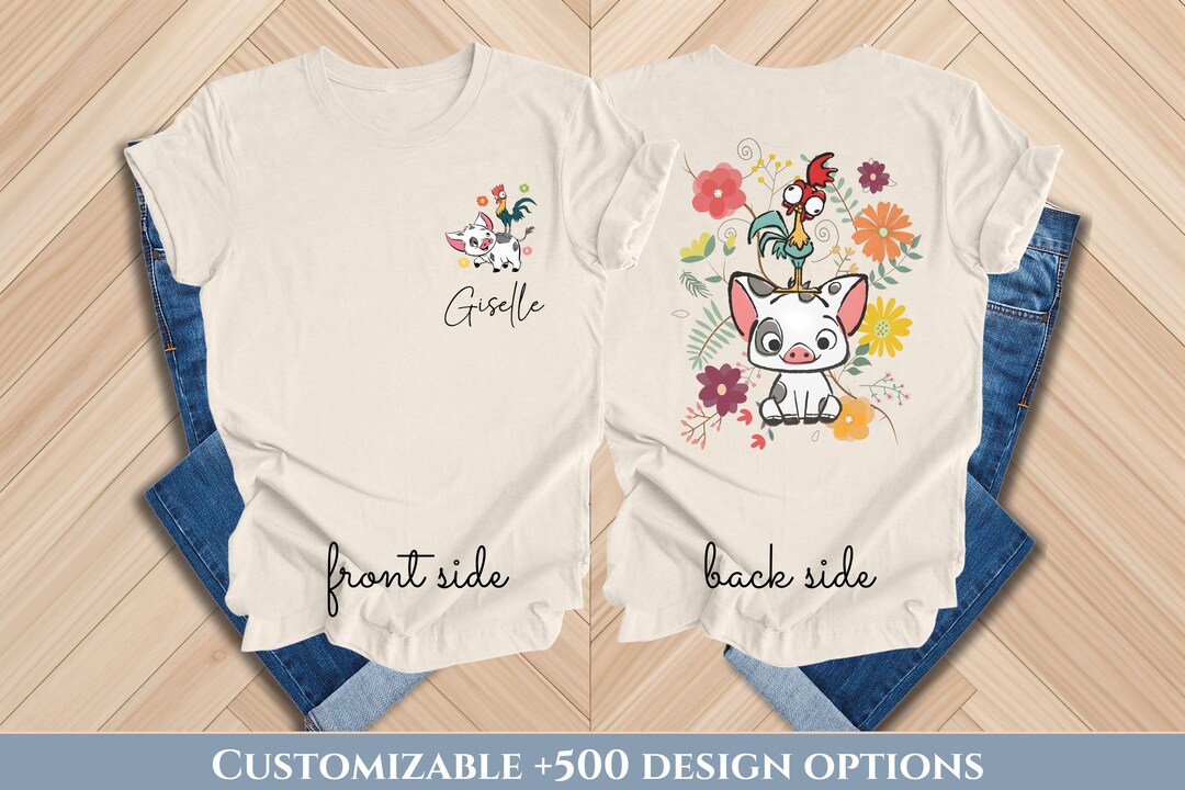 Custom Retro 70s Pua and Hei Hei Floral Shirt, Custom Disney Moana ...