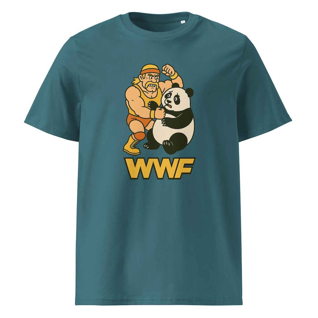 Funny WWF T-shirt – Wrestling Panda Parody Tee – Retro Cartoon Style ...