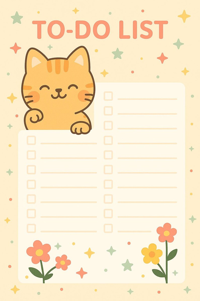 Kawaii To-do List Set – 5 Cute Printable A4 PNG Planner Pages | Bunny ...