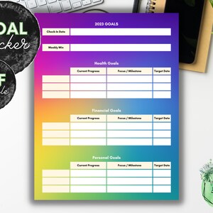 Printable 2023 Goal Tracker: Rainbow Design PDF File INSTANT DOWNLOAD ...
