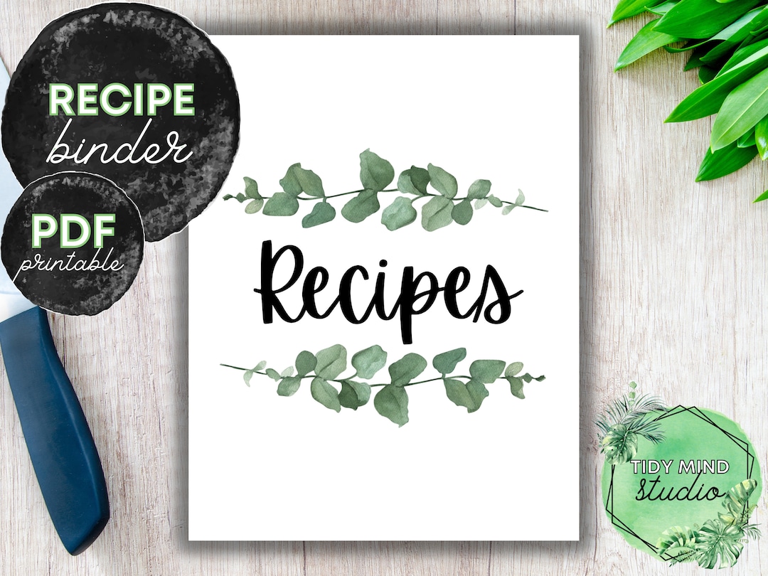 Printable Recipe Binder Pages Cover Pages for Recipe Book ...