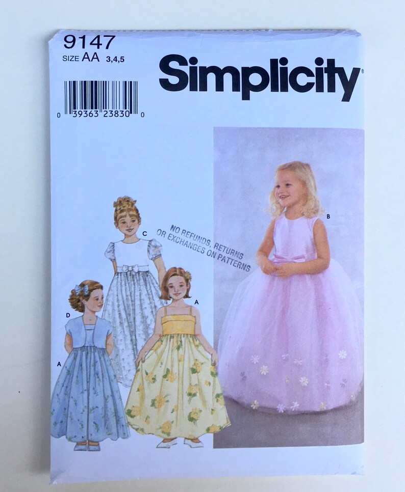 Girls Formal Dress Pattern Flower Girl Simplicity 9147 | Etsy