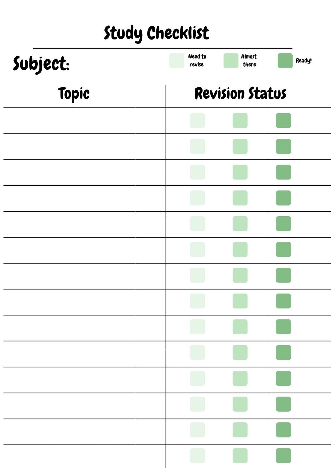 Study Revision Checklist Printable – GCSE Exam Planner – Aesthetic ...