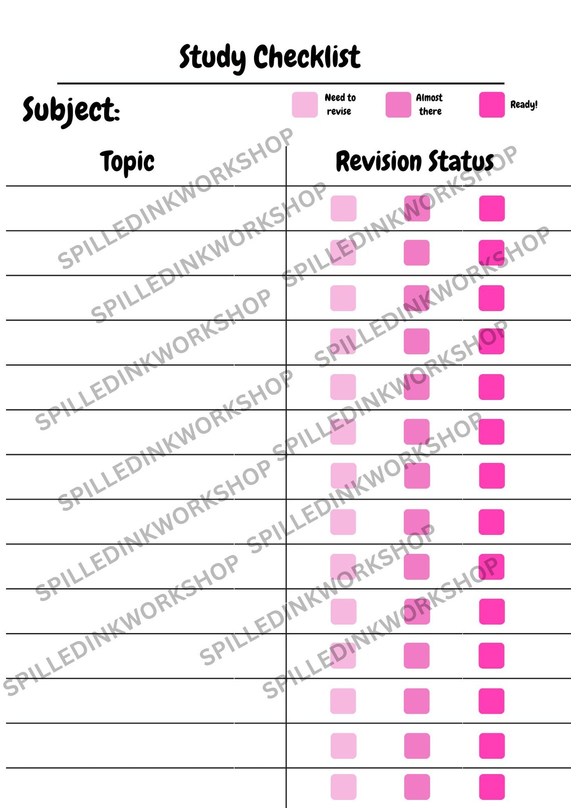 Study Revision Checklist Printable – GCSE Exam Planner – Aesthetic ...