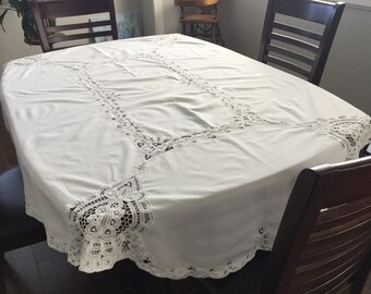 Battenburg lace tablecloth | Etsy