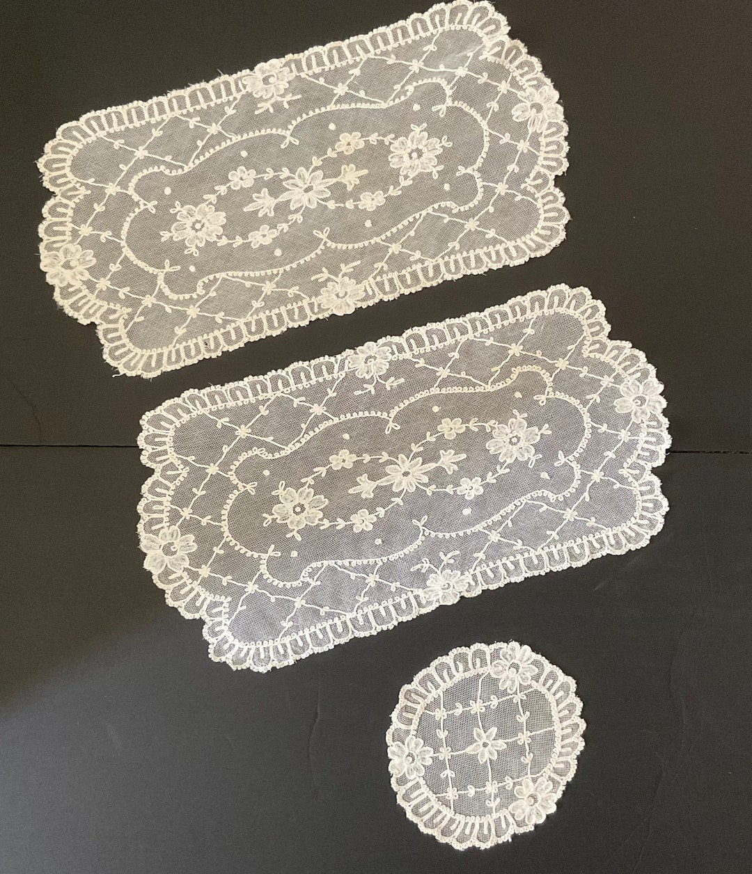 Vintage Lace Doilies / Three Vintage Lace Doilies / Cream Coloured Lace ...