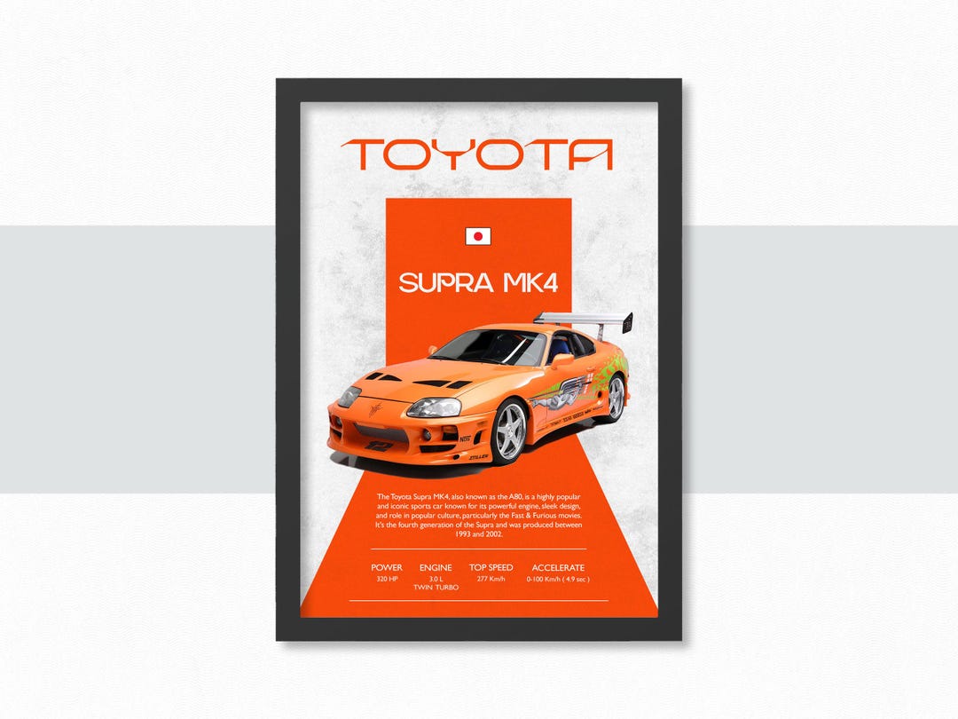 Toyota Supra MK4 Poster | JDM Car Poster | Digital Download Print ...