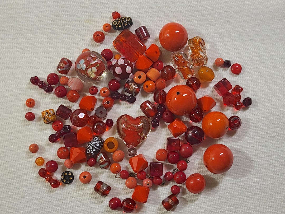 Vintage Assorted Red Glass Bead Lot, 100 Beads - Etsy