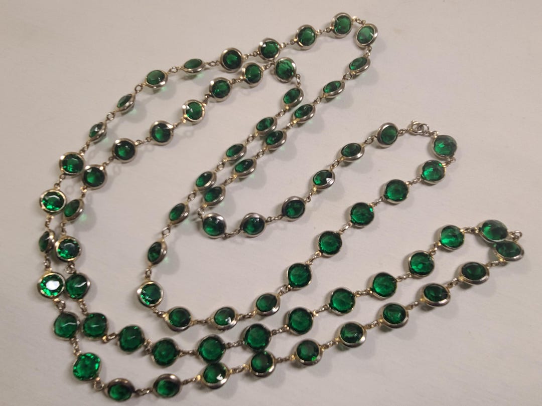 Vintage Spectacle-set Green Faceted Glass Necklace - Etsy