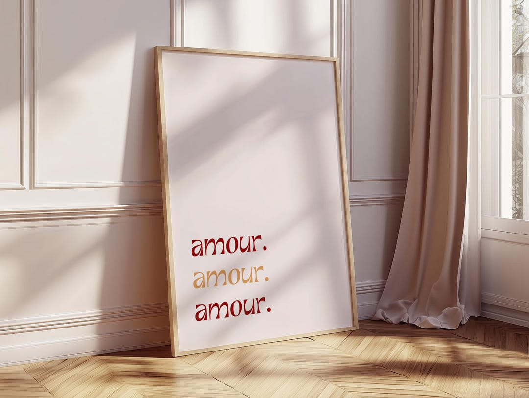 Amour Typography Printable Wall Art, French Minimalist Quote Poster for ...