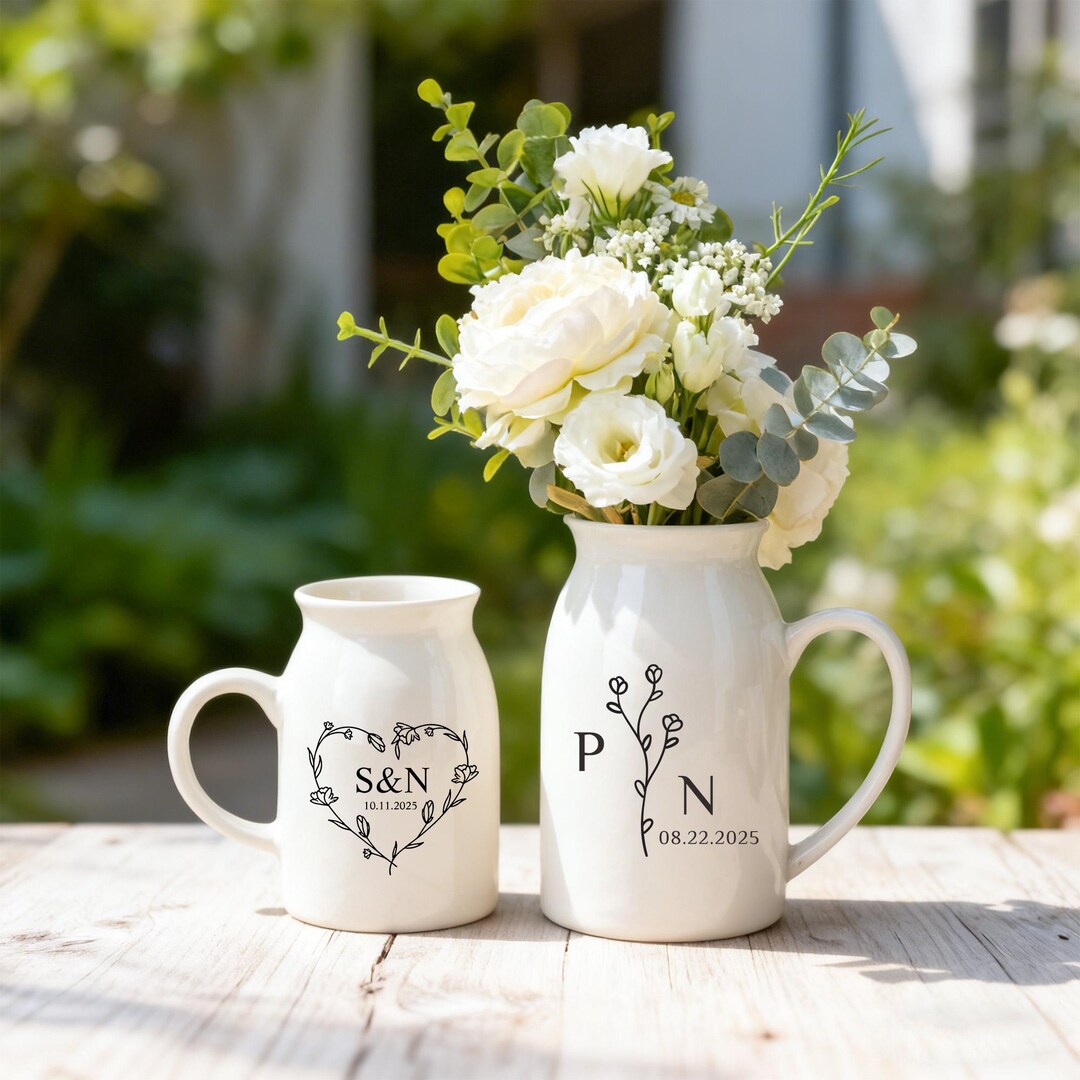 Personalized Engaged Flower Vase - Wedding,anniversary,newlyweds,couple ...