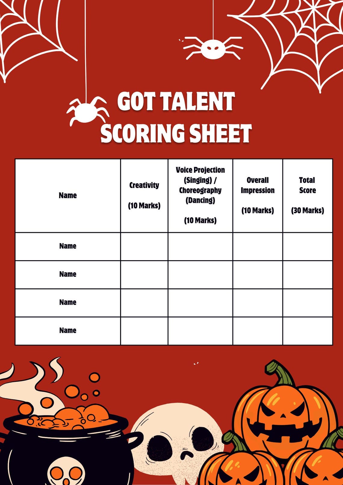 Got Talent Scoring Sheet - Etsy