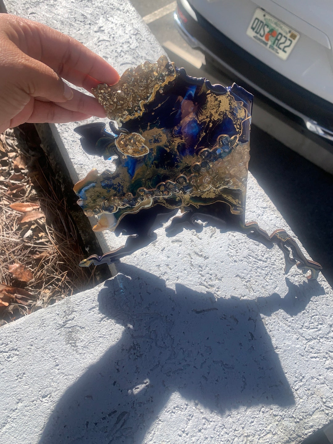 Wood Alaska Shaped Resin Geode Handmade Wall Art Gift for Friends ...