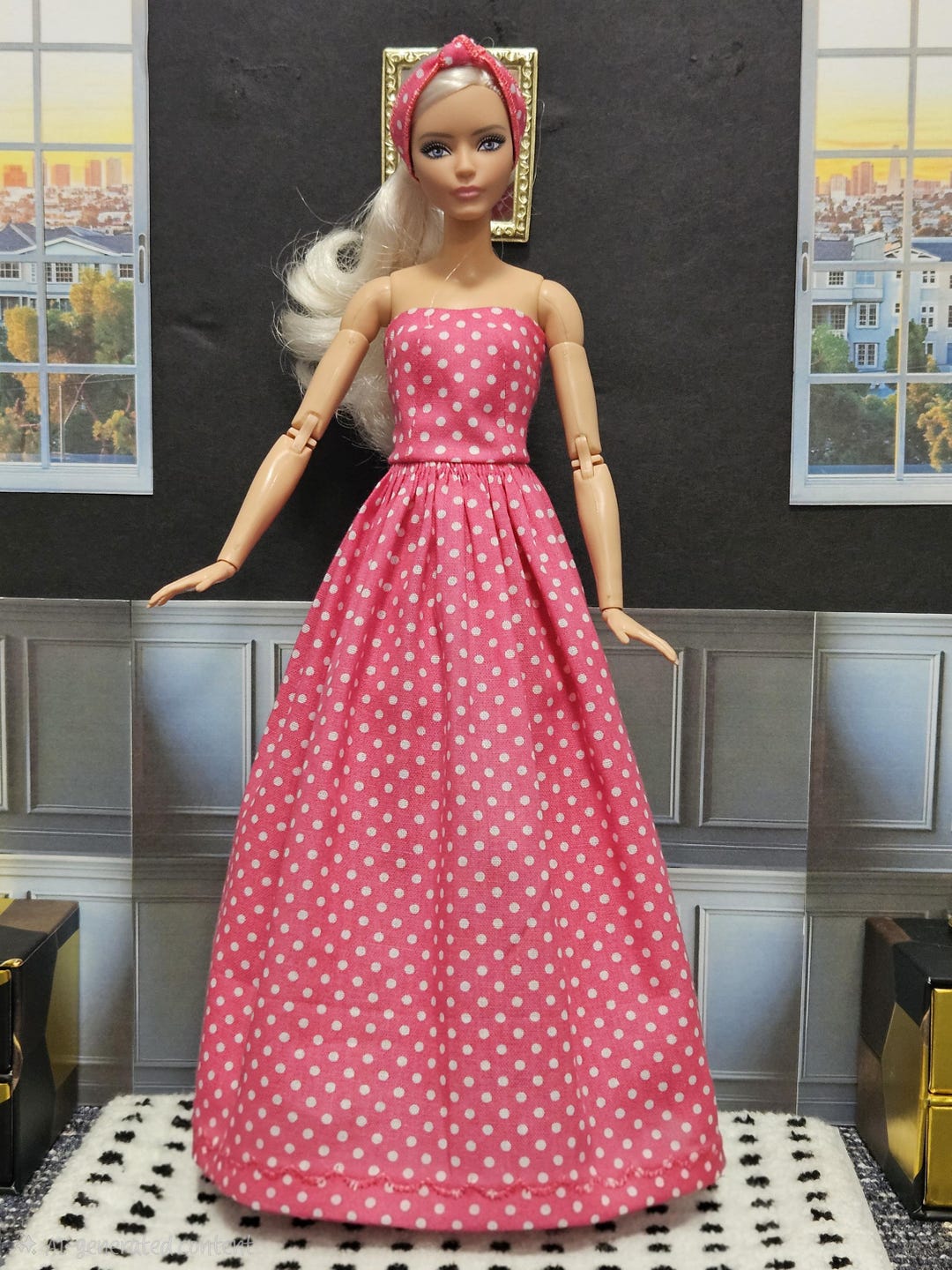 Handcrafted Pink Strapless Dress With Polka Dots for 11.5" Dolls Like ...