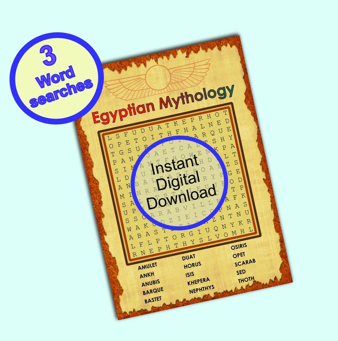 Mythology Wordsearch Printable Bundle: Egyptian, Norse, Greek (instant ...