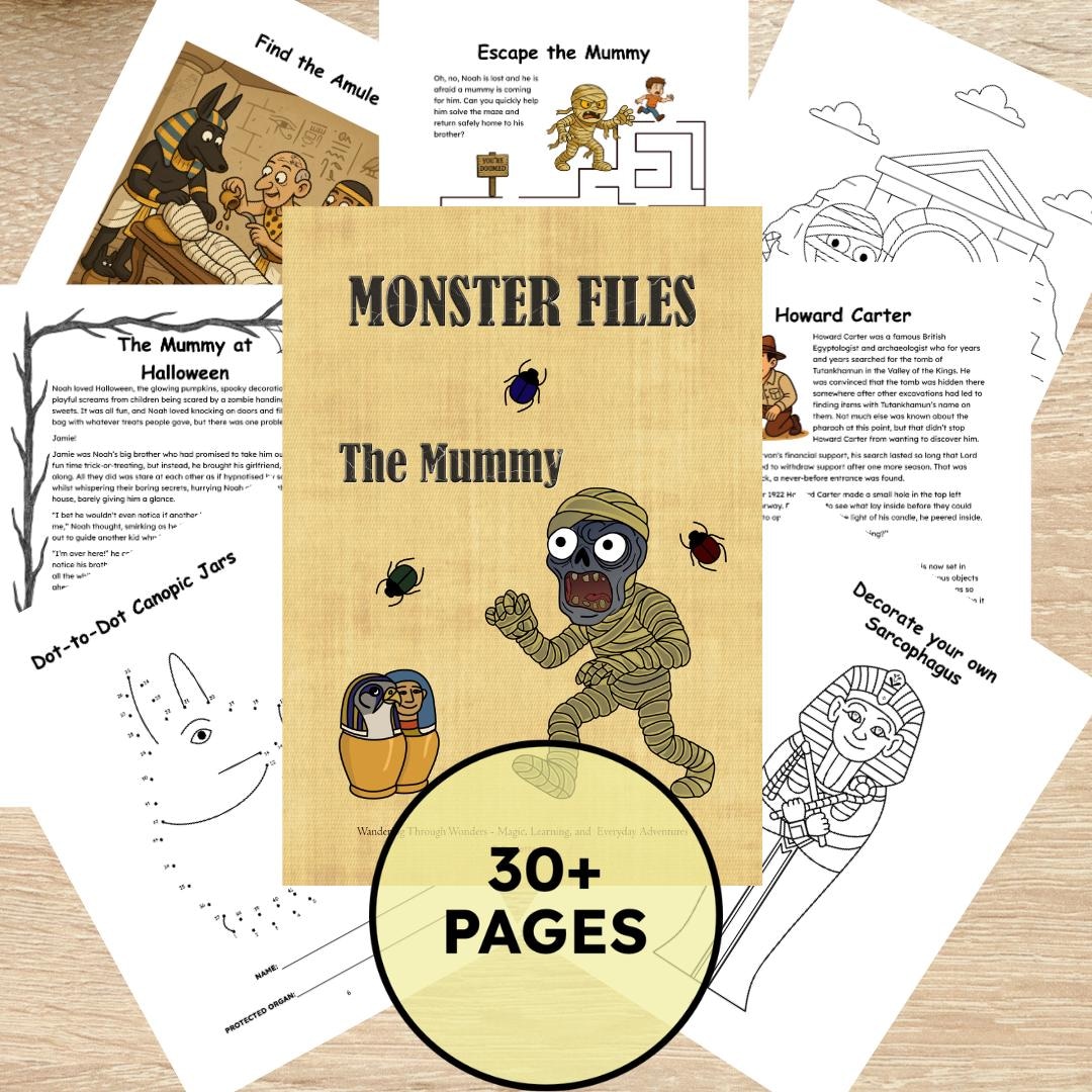 Monster Files: the Mummy, Printable Halloween Activity Book for Kids ...