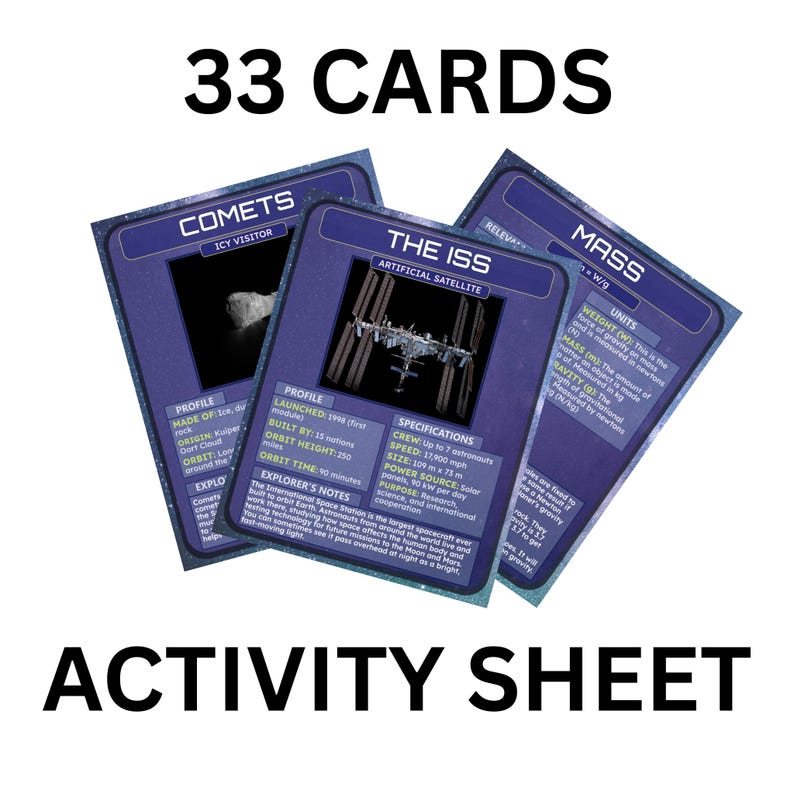 Solar System Flash Cards, Printable Astronomy for Kids, Space Science ...