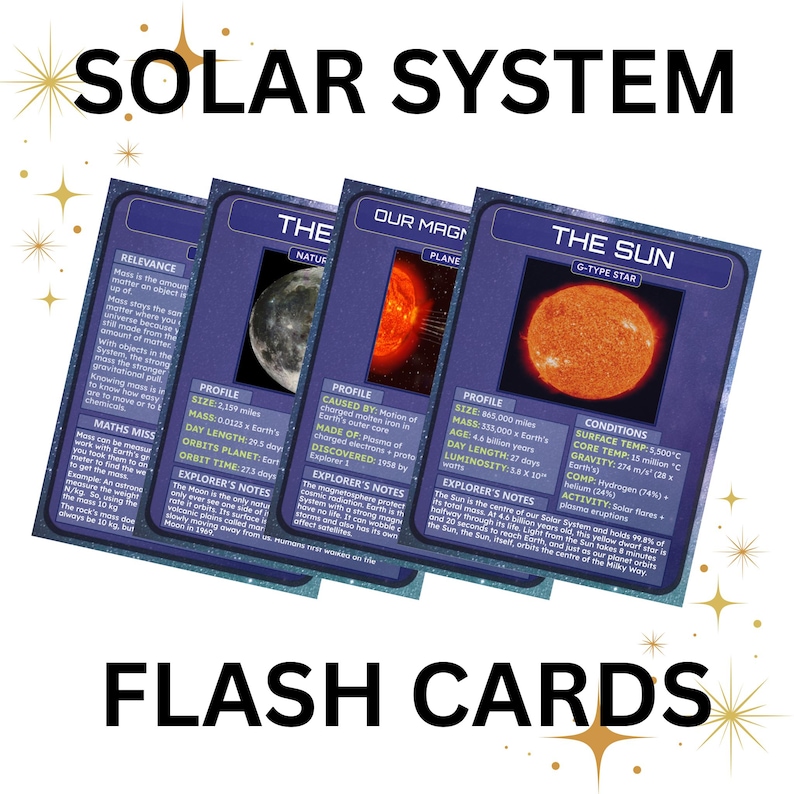 Solar System Flash Cards, Printable Astronomy for Kids, Space Science ...