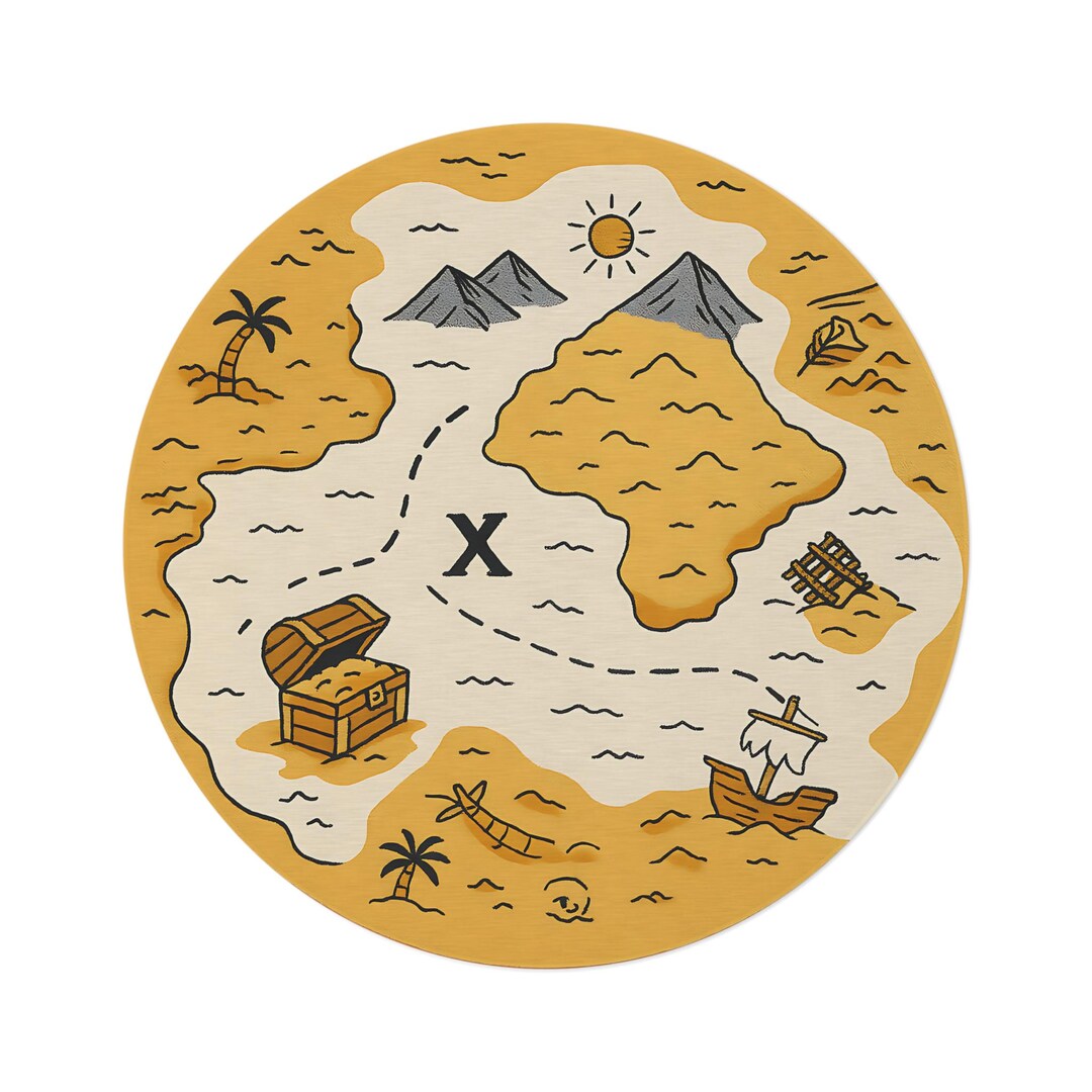 Treasure Map Round Rug - Kids Room Decor, Playroom Mat, Adventure Theme ...