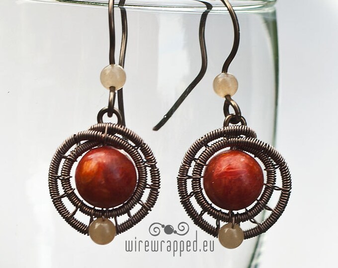 Coral Wire Wrapped Earrings - Etsy