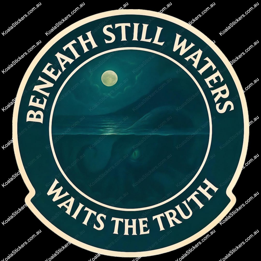 Mysterious Sea Sticker Design–beneath Still Waters Waits the Truth ...