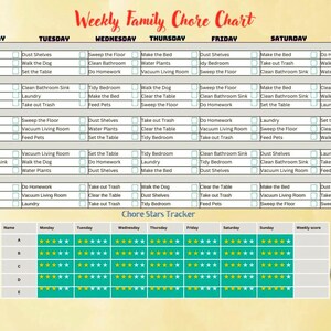Editable Weekly Family Chore Chart – Canva Template | Printable ...