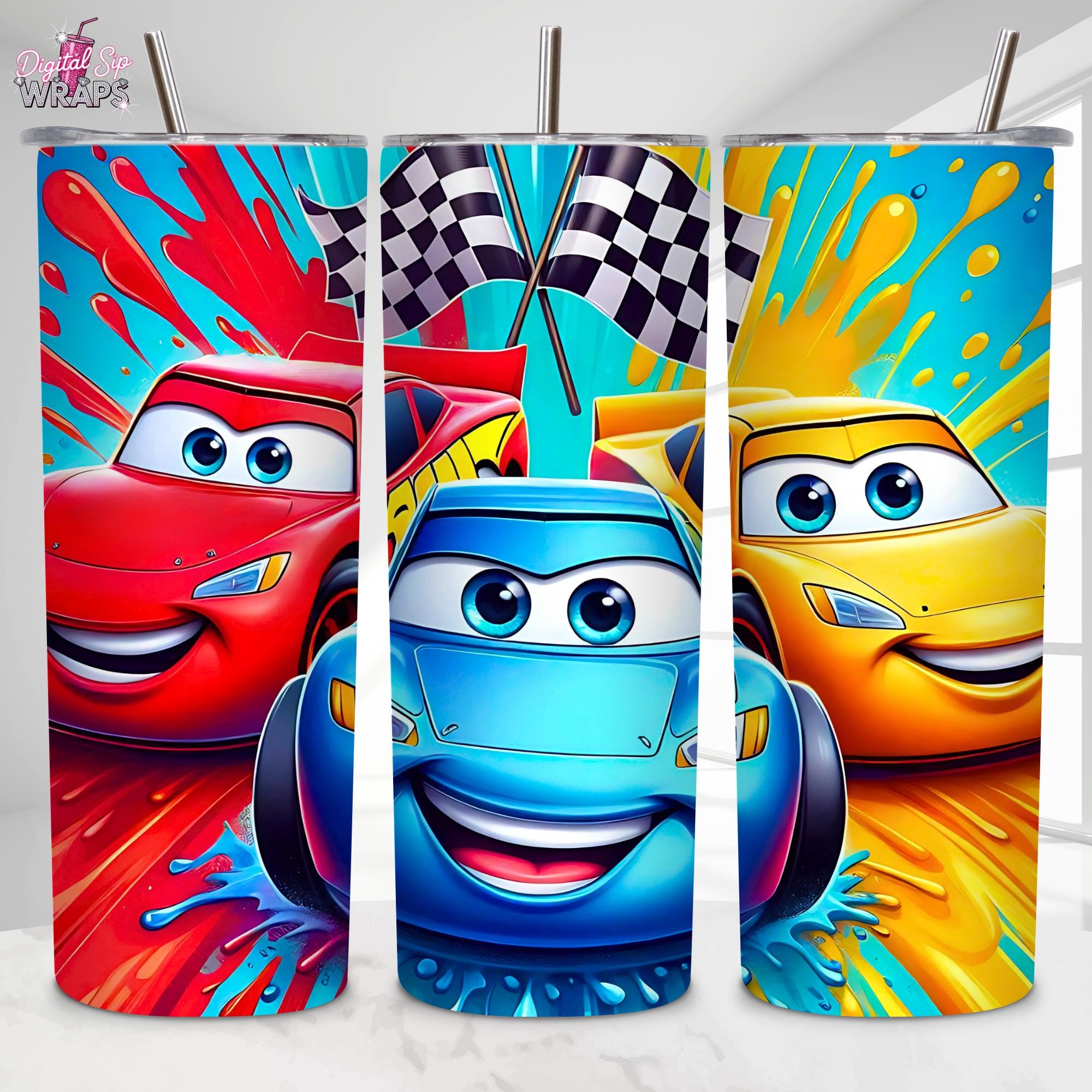 Race Car Tumbler Wrap PNG | 90s Cartoon Tumbler Wrap Designs | 20oz ...
