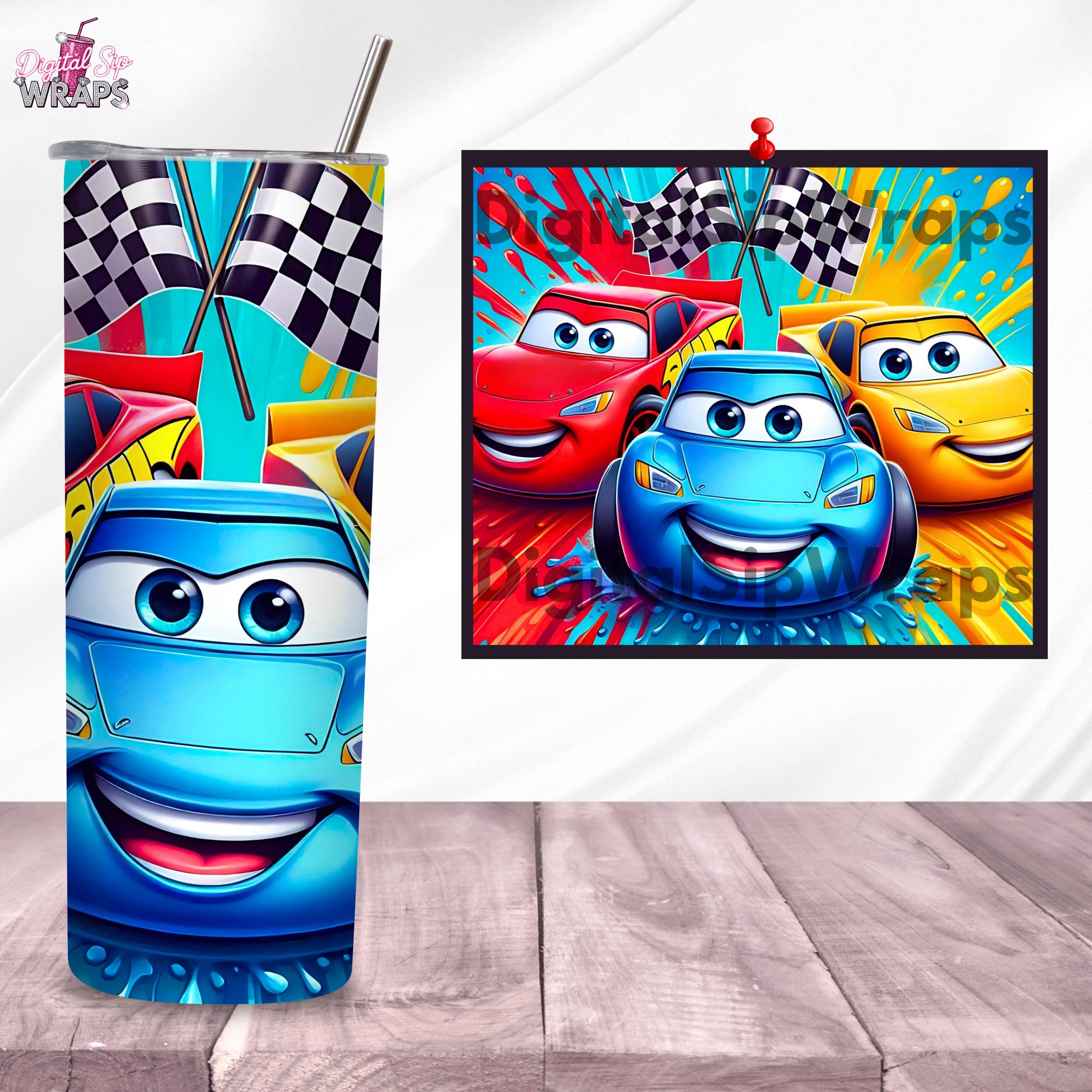 Race Car Tumbler Wrap PNG | 90s Cartoon Tumbler Wrap Designs | 20oz ...