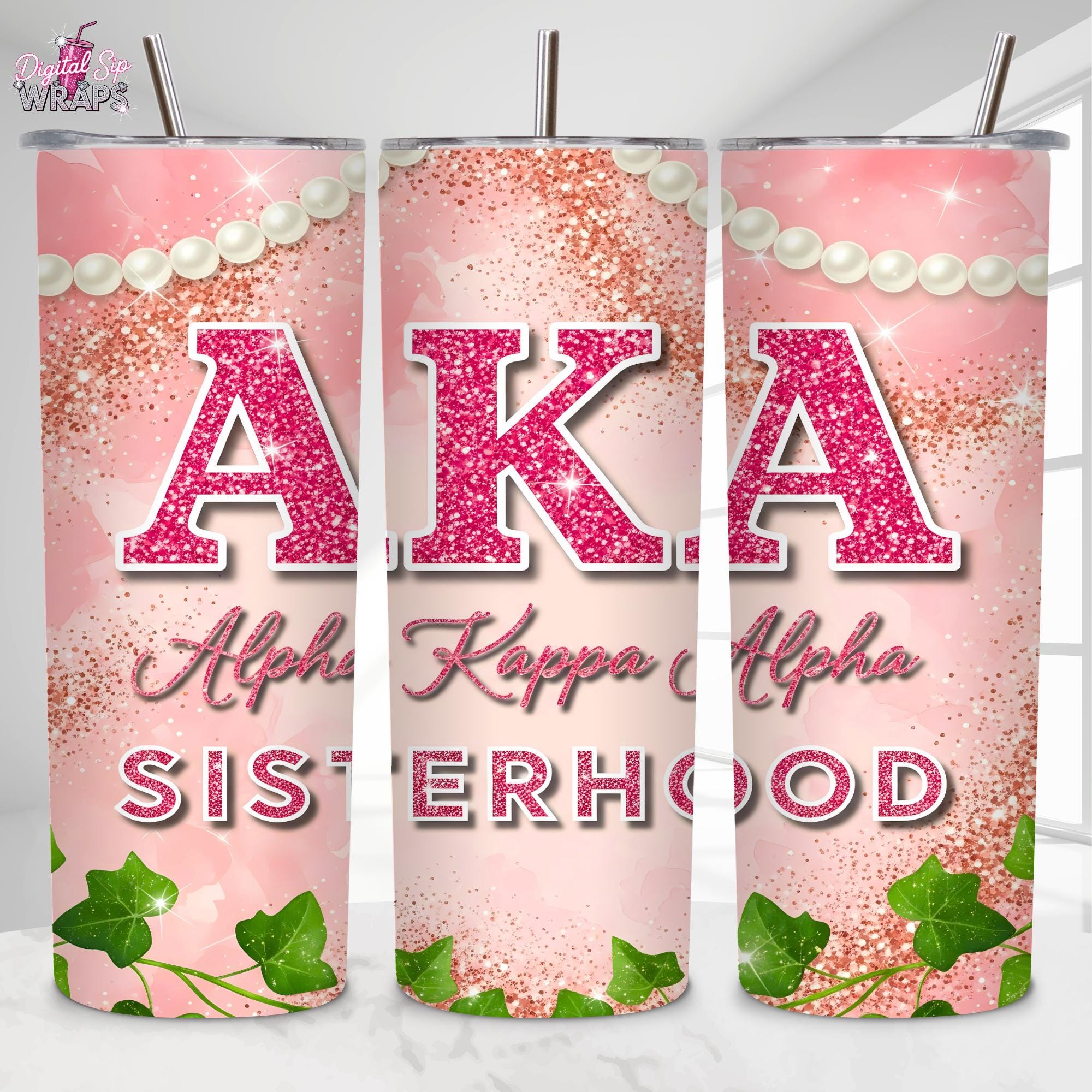 Alpha Kappa Alpha Tumbler Wrap | 20oz Skinny Tumbler Sublimation Wrap ...
