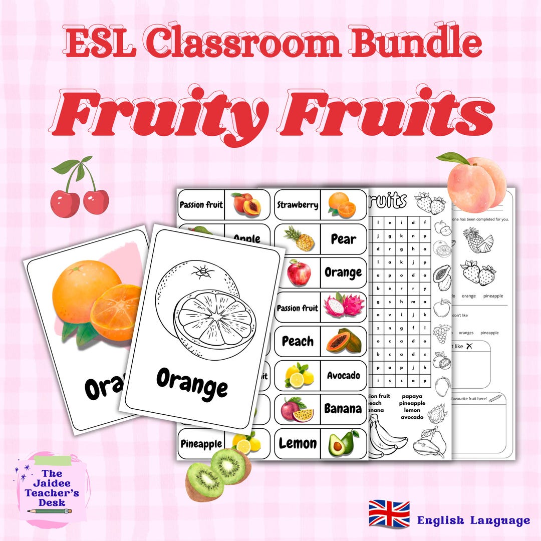 ESL Fruit Lesson Bundle – Flashcards, Worksheet, Word Search & Game ...