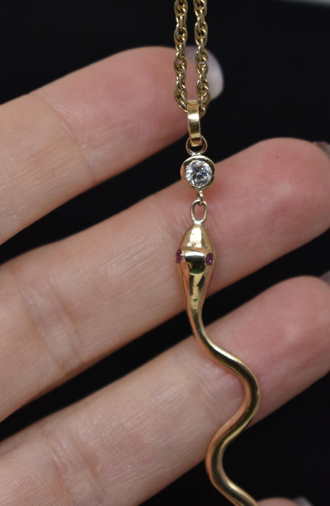 Diamond, Ruby & Gold Snake Pendant, Serpent Pendant, Gold Amulet ...