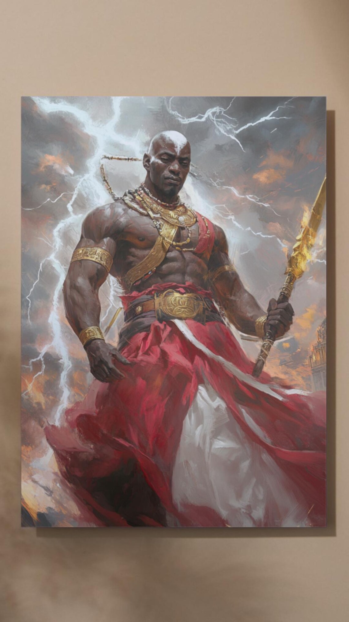 Shango Lightning Warrior Printable Wall Art – Yoruba Orisha Thunder God ...
