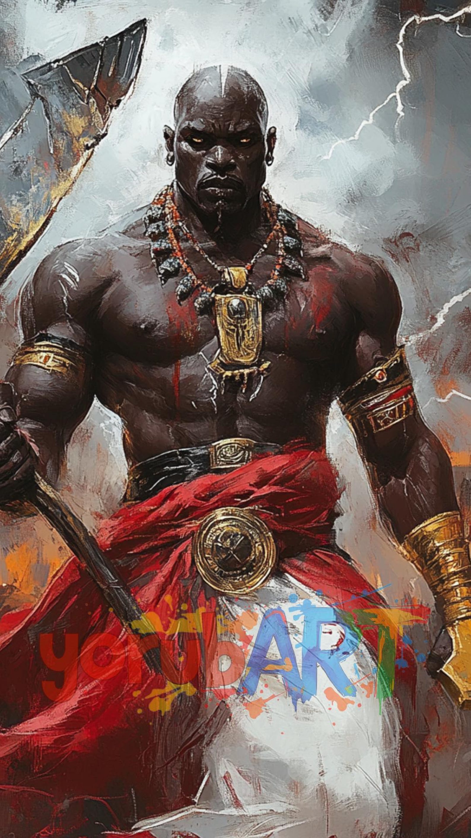 Shango African Orisha Warrior Printable Wall Art – Yoruba Thunder God ...