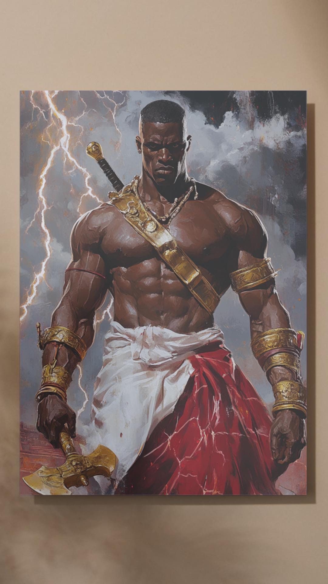 Shango Warrior Printable Wall Art – Yoruba Thunder God Digital Poster – African Orisha Decor ...