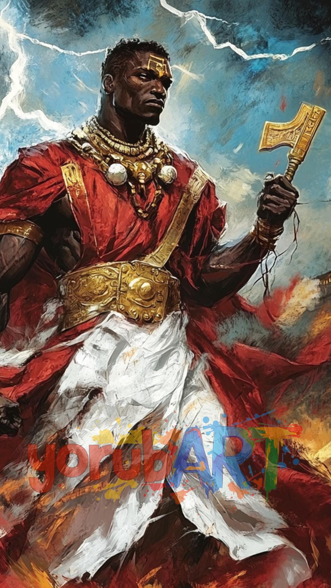 Shango Thunder God Wall Art Printable – Yoruba Orisha of Lightning and ...