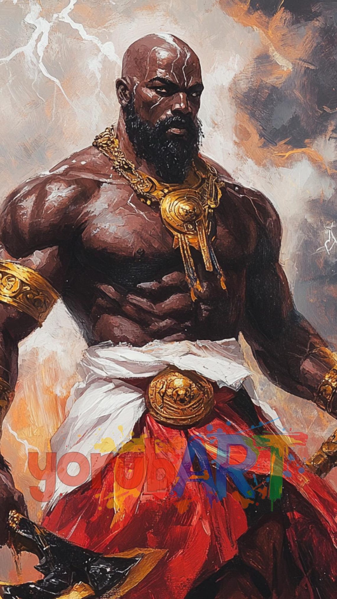Shango Orisha Thunder God Printable Wall Art – Yoruba Warrior Spiritual ...