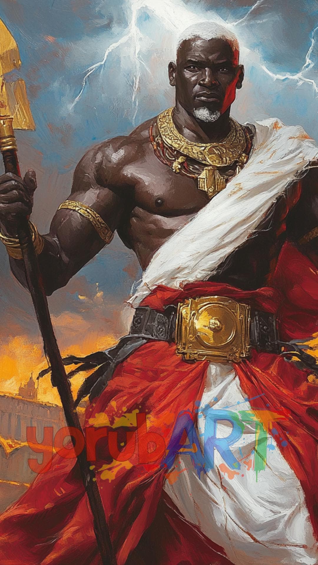 Shango Orisha Poster – Yoruba Thunder God, Afro Spiritual Art (digital ...