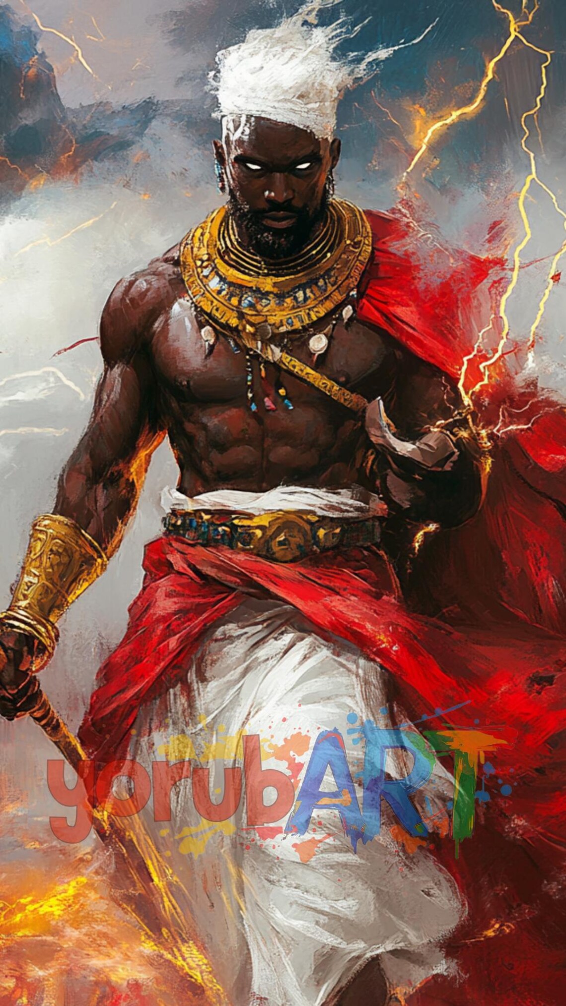Shango Orisha Printable Wall Art – Yoruba Thunder God Decor – Afro Santeria Digital Poster ...