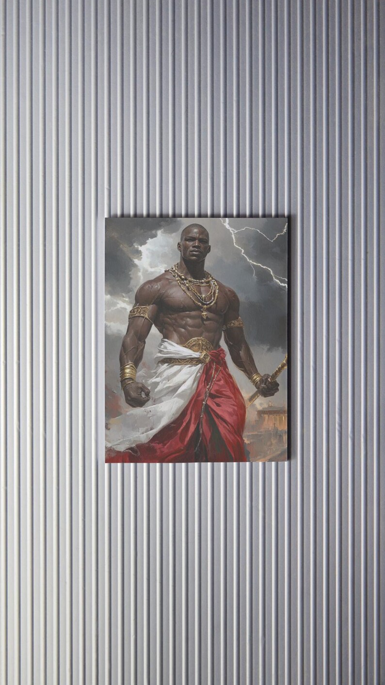 Shango Warrior Orisha Wall Art – Powerful Yoruba Thunder God Printable – African Spiritual ...