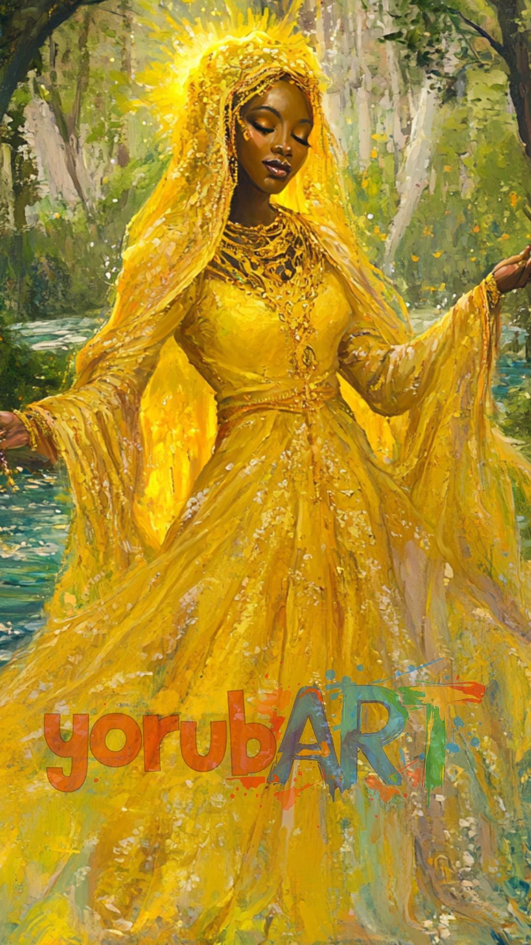 Oshun River Light Printable Wall Art – African Orisha Digital Goddess ...