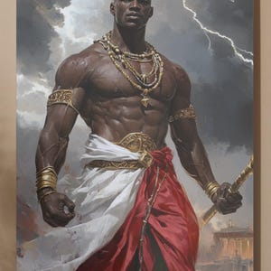 Shango Warrior Orisha Wall Art – Powerful Yoruba Thunder God Printable – African Spiritual ...