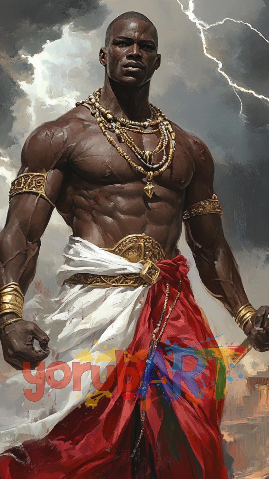 Shango Warrior Orisha Wall Art – Powerful Yoruba Thunder God Printable ...