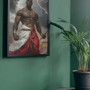 Shango Warrior Orisha Wall Art – Powerful Yoruba Thunder God Printable – African Spiritual ...