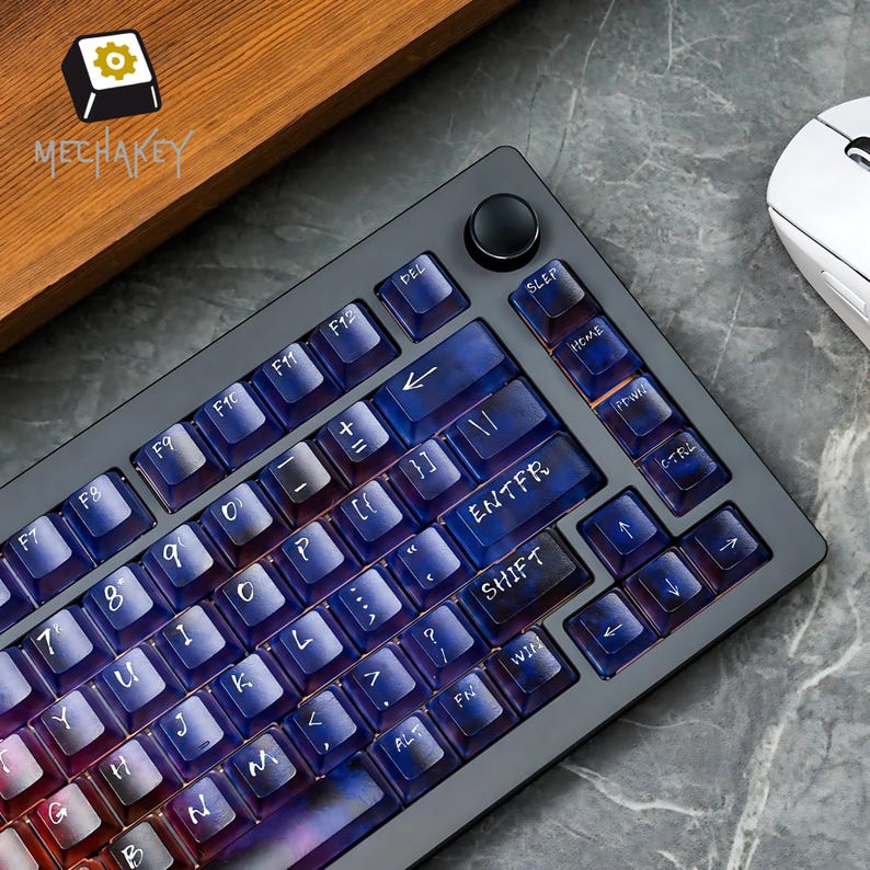 Gradient Crystal RGB Keycaps | 119 Keys Transparent Cherry Profile PC ...